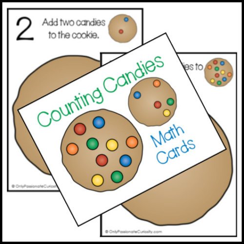 Counting Candies on Cookies Math Cards - Only Passionate Curiosity